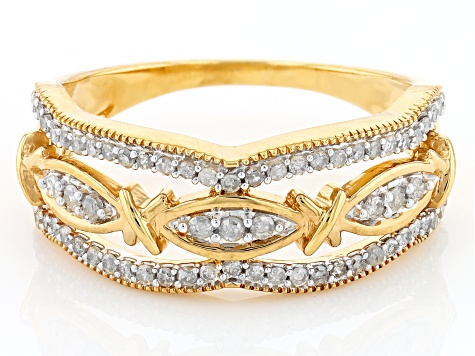 White Diamond 14k Yellow Gold Over Sterling Silver Band Ring 0.33ctw ...