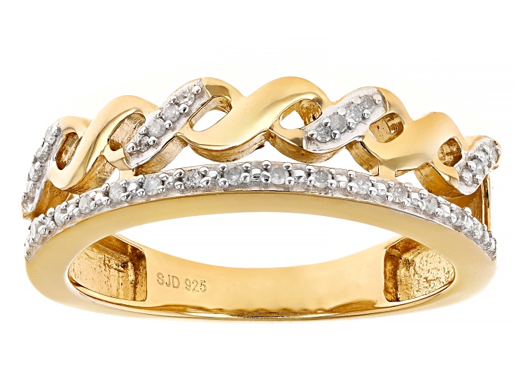 White Diamond 14k Yellow Gold Over Sterling Silver Band Ring White Diamond 14k Yellow Gold Over Sterling Silver Band Ring