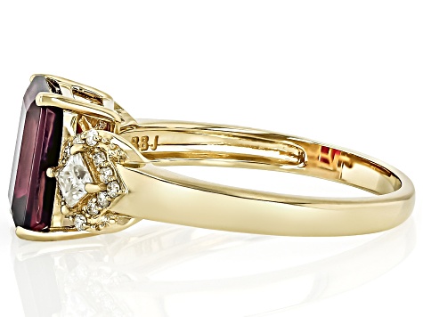 Grape Color Garnet With Moissanite 10k Yellow Gold Ring 2.75ctw ...