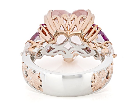 Rose Quartz Rhodium & 18k Rose Gold Over Palladium Sterling Silver Ring ...