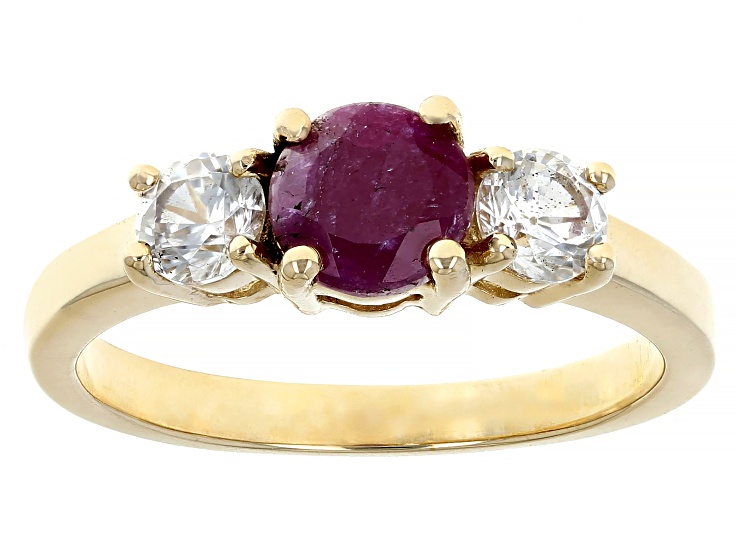 Madagascar Ruby With White Zircon 10k Yellow Gold Ring 1.65ctw - GTK004 | JTV