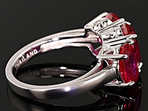 Red Lab Created Ruby Rhodium Over Sterling Silver Ring 5.04ctw - ILH017 ...