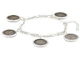 Thrupenny Bit Coin Silver Tone Charm Bracelet - IRE608 | JTV
