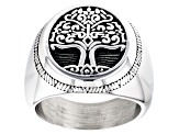 Stainless Steel Tree of Life Center Design Ring - IRE644 | JTV