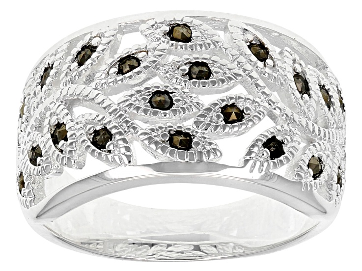 Marcasite Silver Tone Leaf Ring - IRE694 | JTV