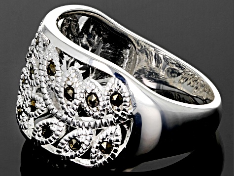 Marcasite Silver Tone Leaf Ring - IRE694 | JTV