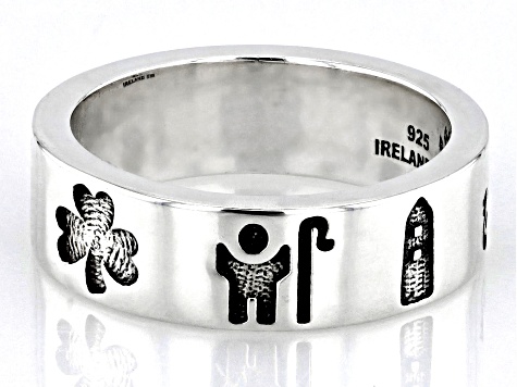 Sterling Silver Irish Symbol Band Ring - IRE781 | JTV