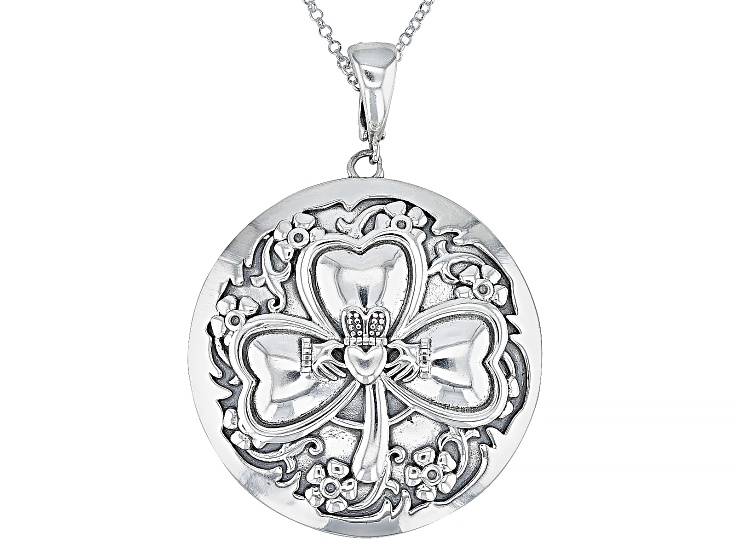 Sterling Silver Shamrock Pendant With Chain - IRE794 | JTV