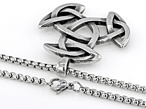 Stainless Steel Trinity Knot Pendant With Chain - IRE797 | JTV
