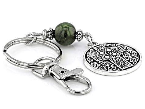 Connemara Marble Bead Silver Tone Irish Blessing Key Chain 10mm ...