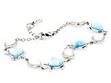 Blue Larimar Rhodium Over Sterling Silver Sea Turtle Bracelet - ISH054 | JTV