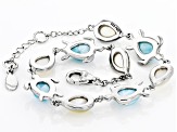 Blue Larimar Rhodium Over Sterling Silver Sea Turtle Bracelet - ISH054 | JTV