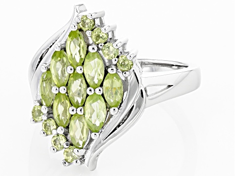 Green Peridot Rhodium Over Sterling Silver Ring 1.46ctw - ISH188 | JTV