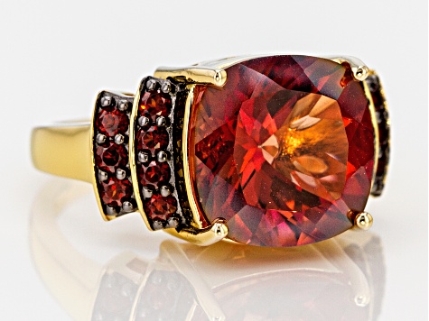 Red labradorite 18k yellow gold over silver ring 5.96ctw - JGH154 | JTV