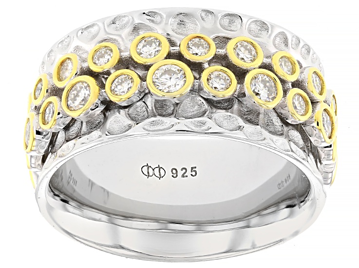 Moissanite Platineve And 14k Yellow Gold Over Silver Spinner Ring 1 ...