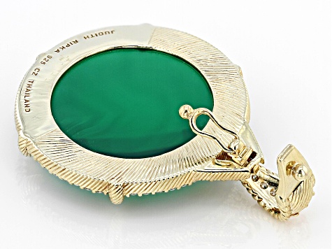 Judith Ripka Green Chalcedony Doublet & Cubic Zirconia 14k Gold Clad ...