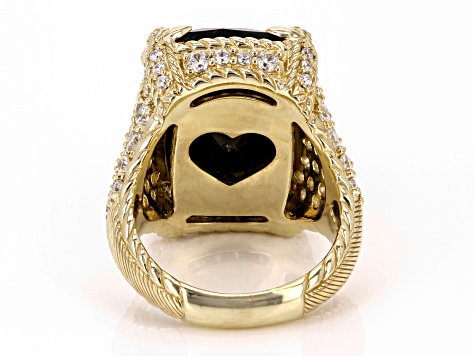 Judith Ripka Black Onyx & White Cubic Zirconia 14k Gold Clad Monaco ...