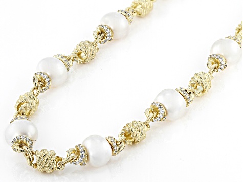Judith Ripka Cultured Freshwater Pearl & Cubic Zirconia 14k Gold Clad ...