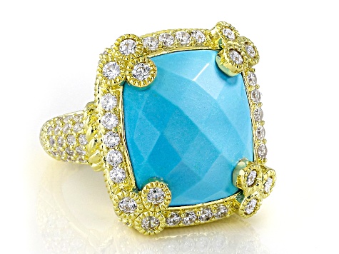 Judith Ripka Turquoise Simulant With Cubic Zirconia 14k Gold Clad ...