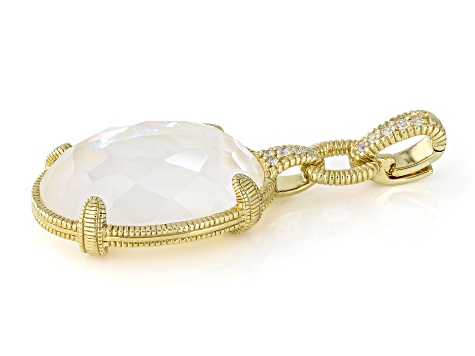 Judith Ripka Mother-Of-Pearl Doublet With Cubic Zirconia 14k Gold Clad ...