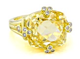Judith Ripka Canary & White Cubic Zirconia 14k Gold Clad Olivia Ring 26.73ctw - JRJ557 | JTV