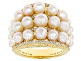 Judith Ripka Cultured Freshwater Pearl With Cubic Zirconia 14k Gold Clad Colette Ring 0.79ctw ...