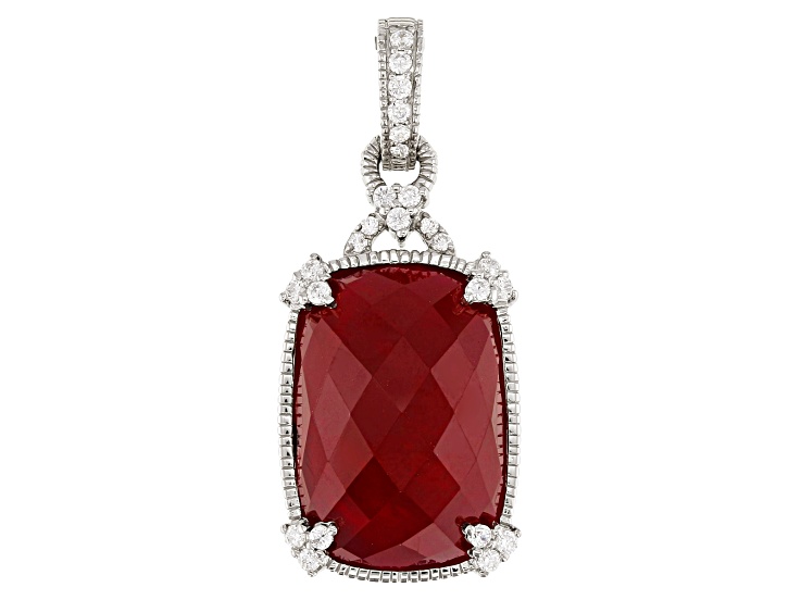 Judith Ripka Lab Ruby Doublet & Cubic Zirconia Rhodium Over Silver ...