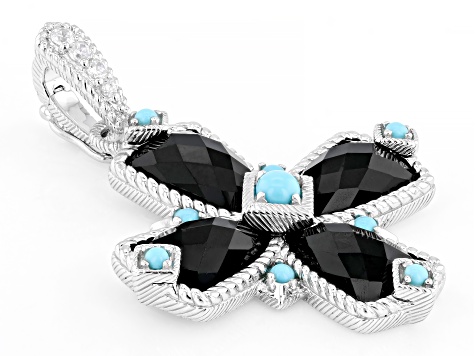 Judith Ripka Onyx, Turquoise & Cubic Zirconia Rhodium Over Silver ...