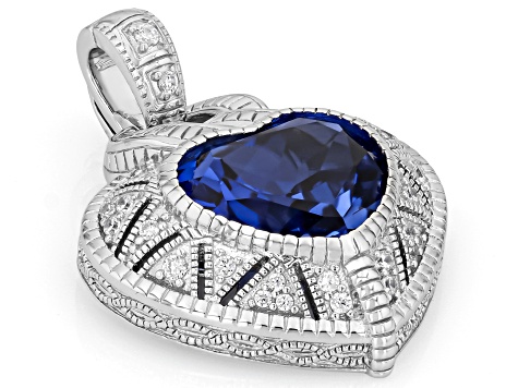 Judith Ripka Blue Lab Sapphire & Cubic Zirconia Rhodium Over Silver ...