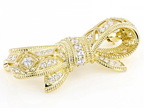 Judith Ripka Cubic Zirconia 14k Gold Clad Bow Brooch 1.45ctw - JRJ629 | JTV