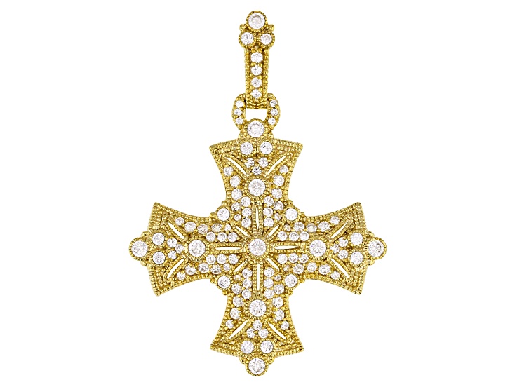 Judith Ripka Cubic Zirconia 14k Gold Clad Estate Maltese Cross Enhancer ...