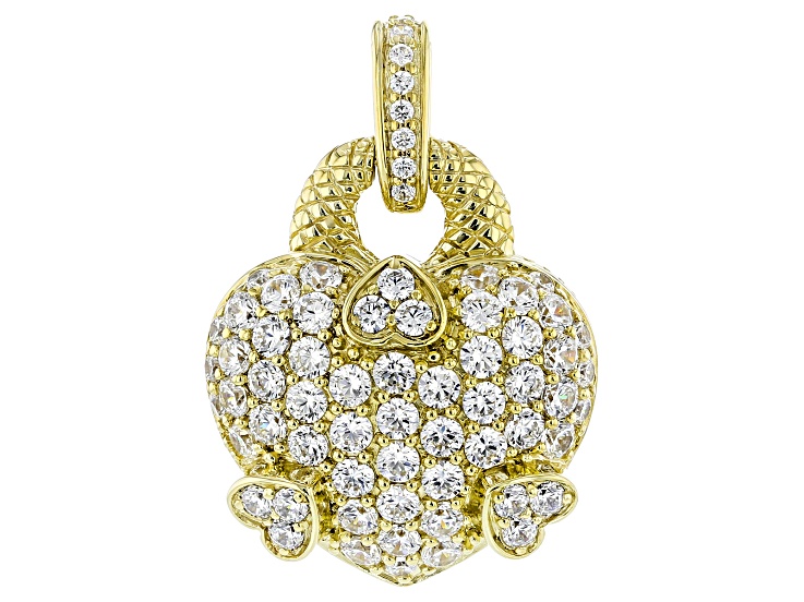 Judith Ripka Cubic Zirconia 14k Gold Clad Lola Heart Enhancer 4.20ctw ...