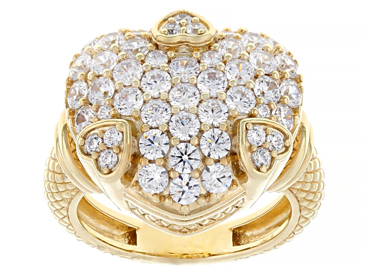 Judith Ripka White Cubic Zirconia 14k Gold Clad Lola Ring 3.12ctw ...