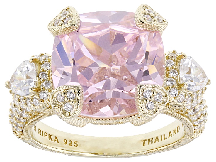 Judith Ripka Pink & White Cubic Zirconia 14k Gold Clad Lola "Lots of ...