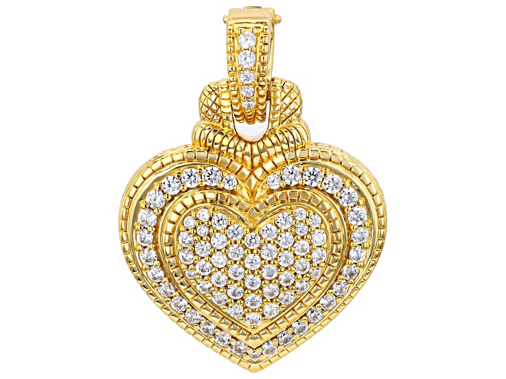 Judith Ripka White Cubic Zirconia 14k Gold Clad Romance Double Layer ...