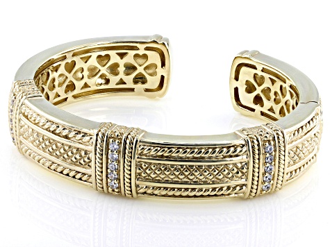 Judith Ripka Cubic Zirconia 14k Gold Clad Medium Classic Pia Cuff ...