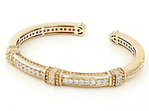 Judith Ripka Cubic Zirconia 14k Gold Clad Narrow Pia Cuff 1.85ctw ...