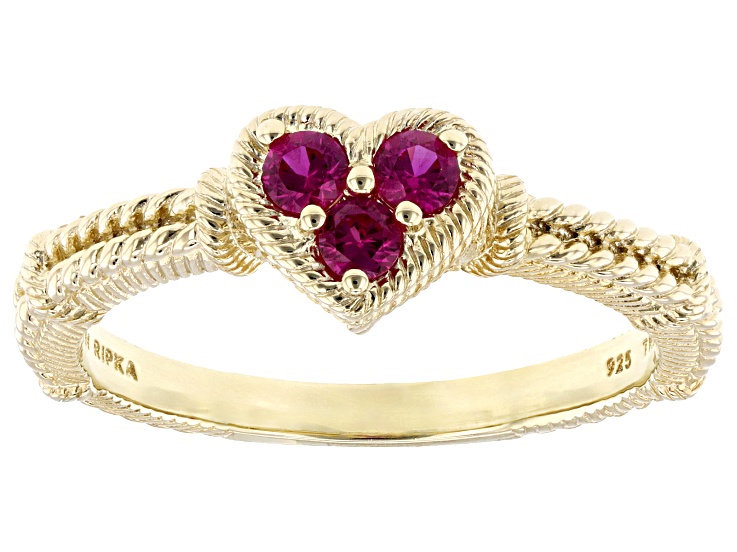 Judith Ripka Red Lab Created Ruby 14k Gold Clad Romance Ring 0.25ctw - JRJ732 | JTV