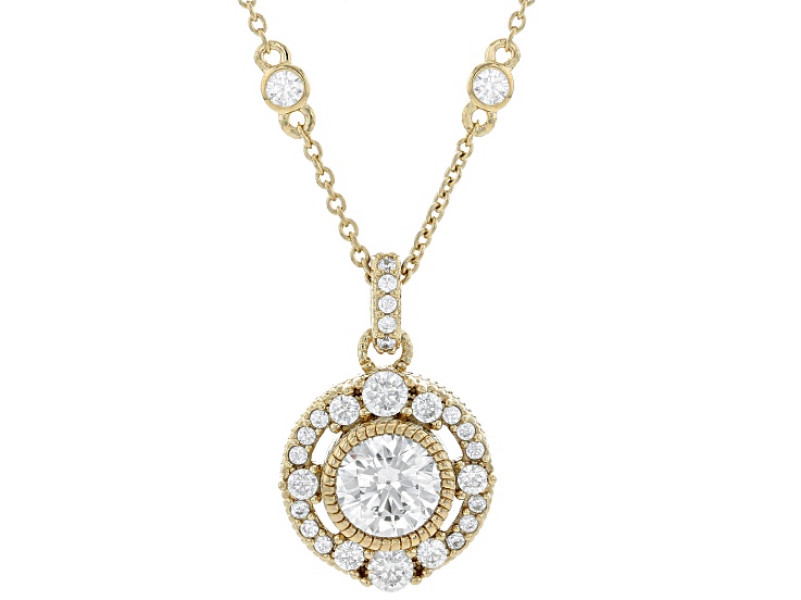Judith Ripka White Cubic Zirconia 14k Gold Clad Haute Necklace 4.62ctw ...