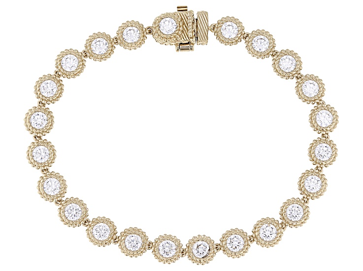 Judith Ripka White Cubic Zirconia 14k Gold Clad Haute Tennis Bracelet ...