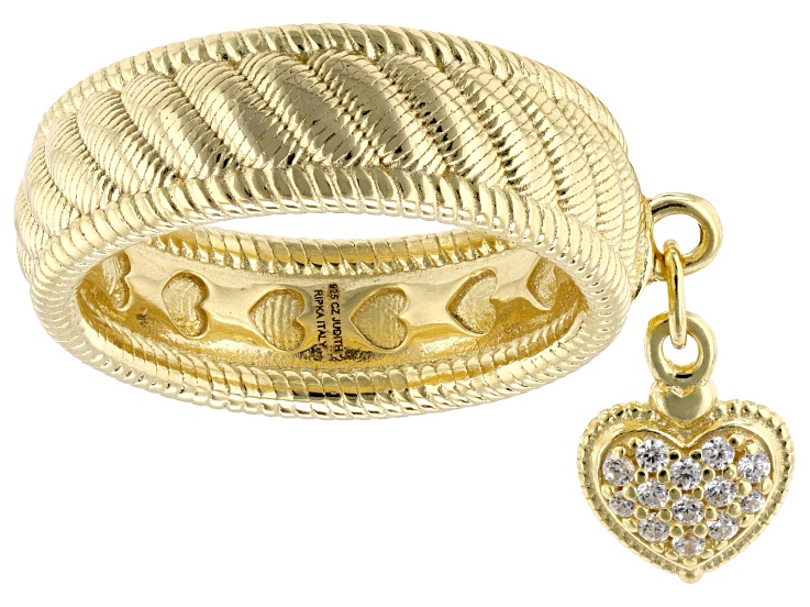 Judith Ripka White Cubic Zirconia 14k Gold Clad Verona Band Ring with ...