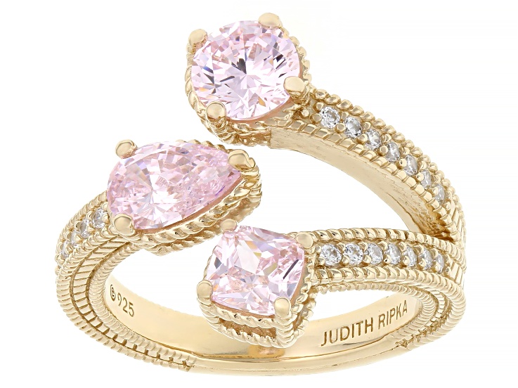 Judith Ripka Pink Cubic Zirconia 14k Gold Clad Haute Ring 4.30ctw ...
