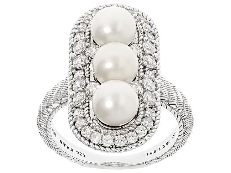 Judith Ripka White Cultured Freshwater Pearl Rhodium Over Sterling ...