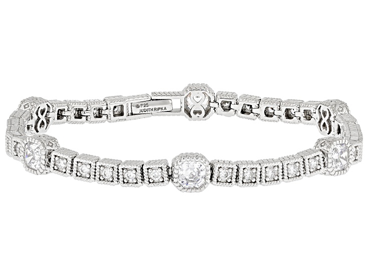 Judith Ripka White Cubic Zirconia Rhodium Over Sterling Silver Estate ...