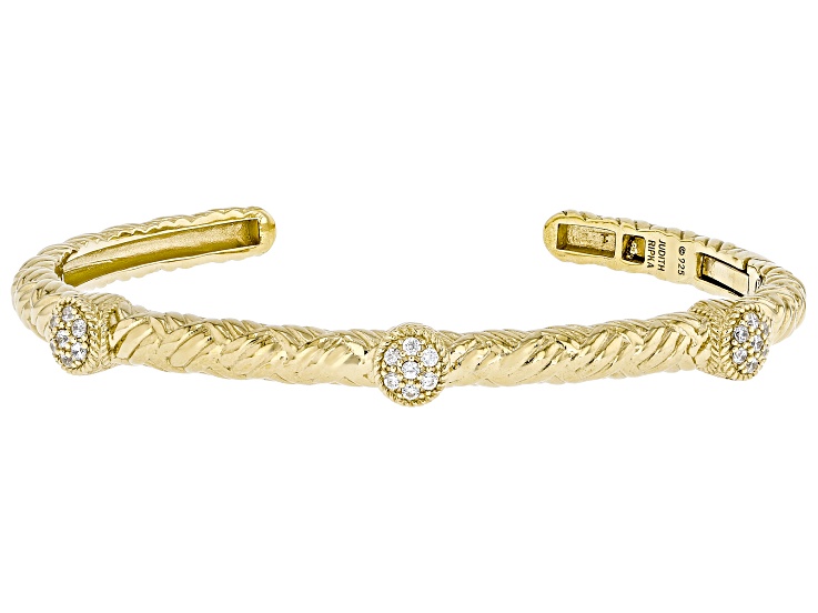 Judith Ripka White Cubic Zirconia 14k Gold Clad Haute Bangle 0.48ctw ...