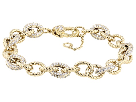 Judith Ripka White Cubic Zirconia 14k Gold Clad More is More Bracelet 7 ...