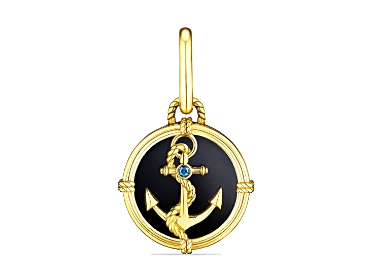 Judith Ripka Couture Ocean Reef Anchor Black Onyx and Blue Topaz 18K ...