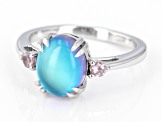 Blue Aurora Moonstone With Color Shift Garnet Rhodium Over Sterling ...