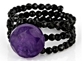 Purple Amethyst with Black Spinel Stretch Ring - JSM136A | JTV