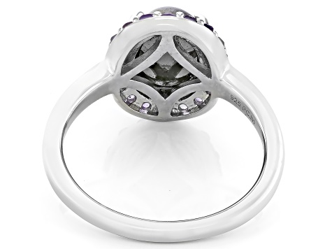 Violet Aurora Moonstone Rhodium Over Sterling Silver Ring 0.57ctw ...